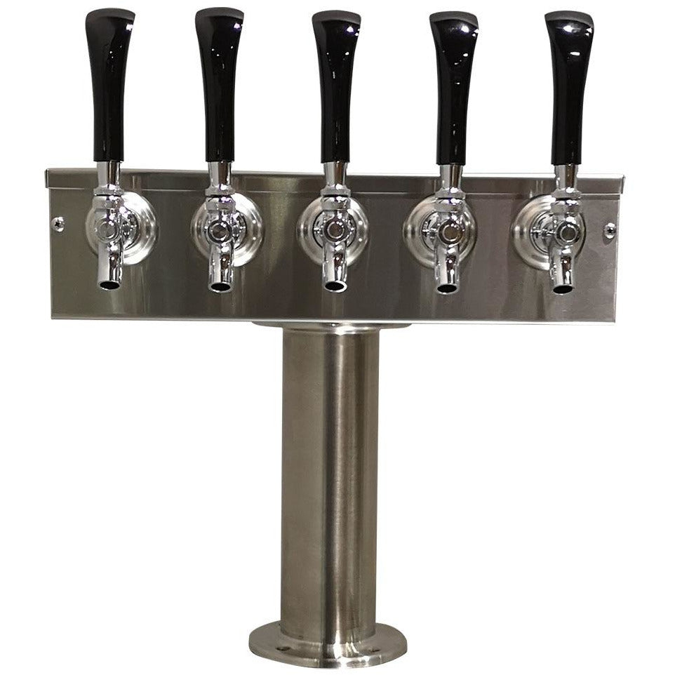 Brushed 304SS 5 Tap Beer "T" Tower - 3" Pedestal — Beverage Time